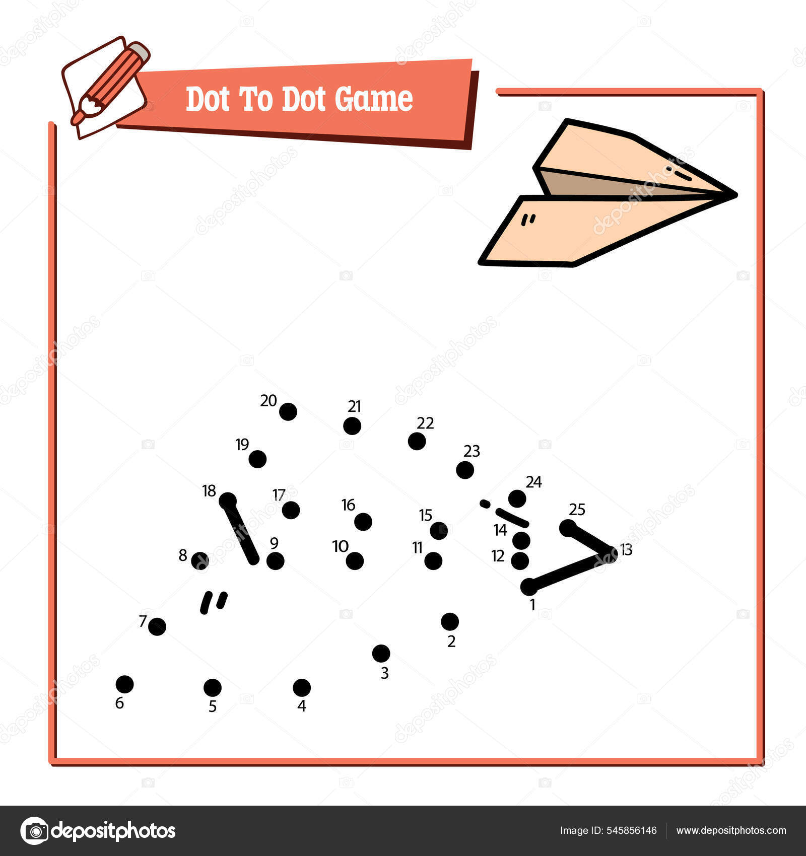 Vector Illustration Educational Game Dot Dot Puzzle Doodle Paper Plane ...