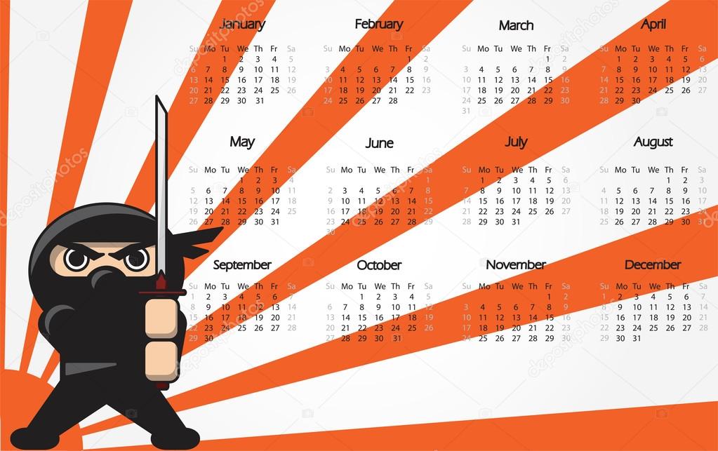 Ninja Calendar Stock Vector Image by ©Hellagiustiuey #12390101