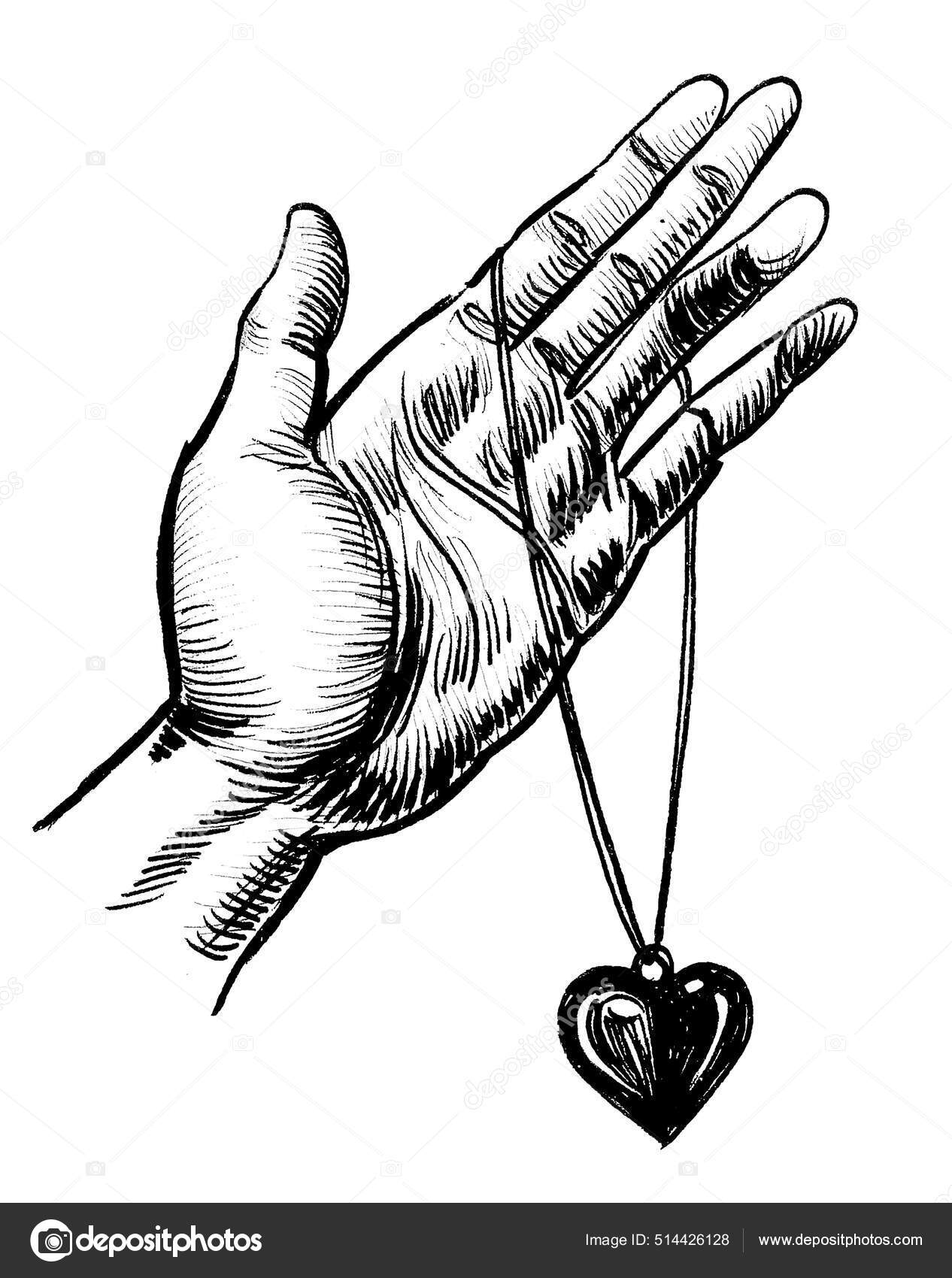 Hand Squeezing Heart Drawing
