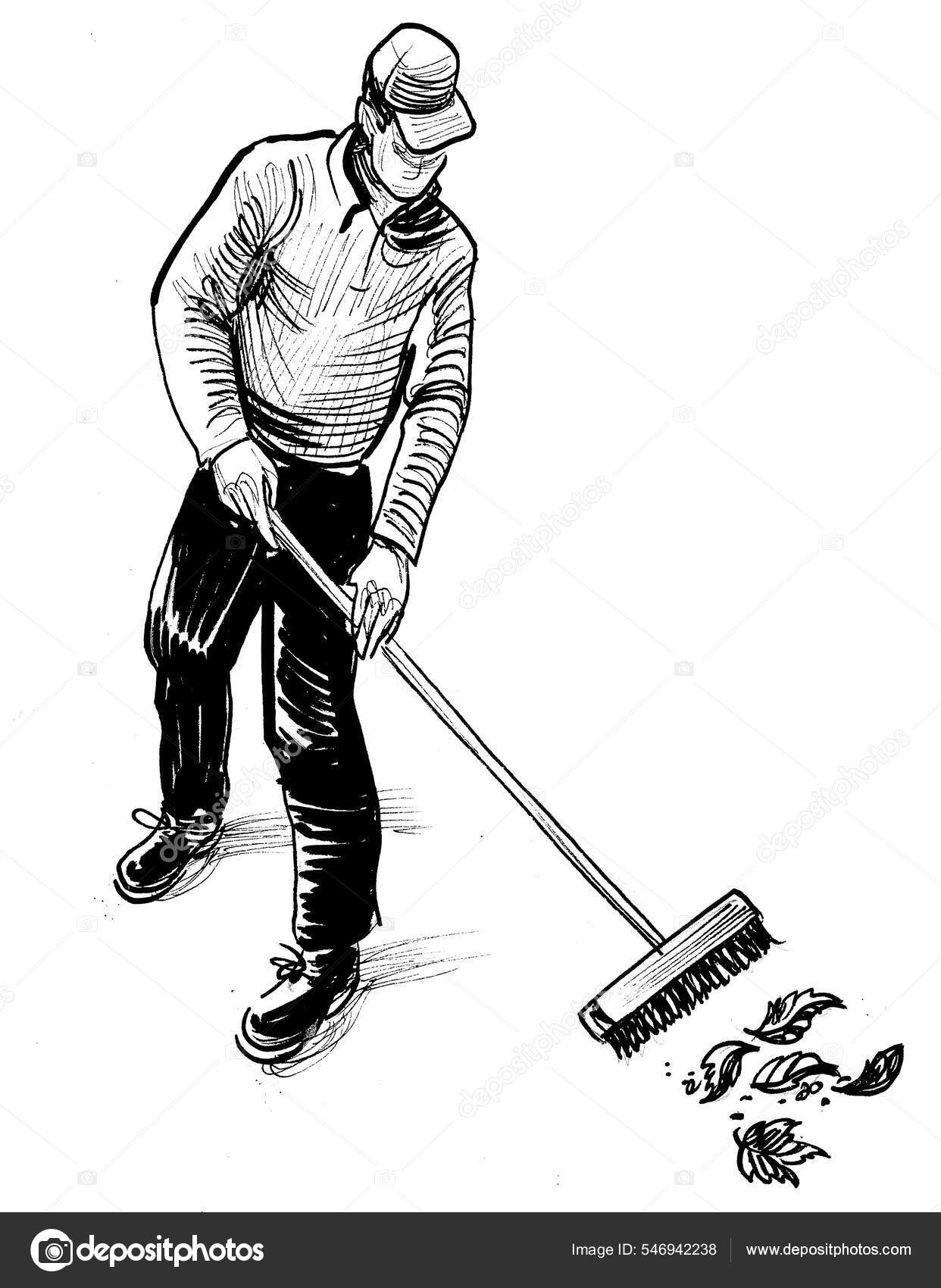 Sweeper Clipart Black And White