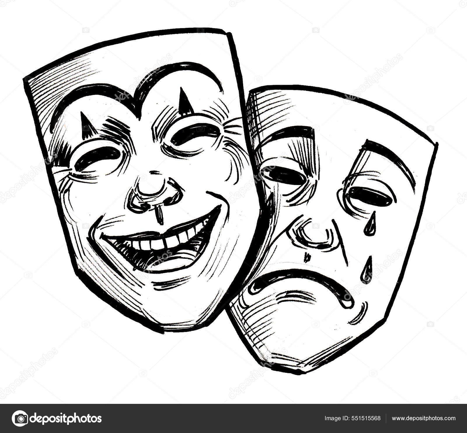 Drama Masks Black And White