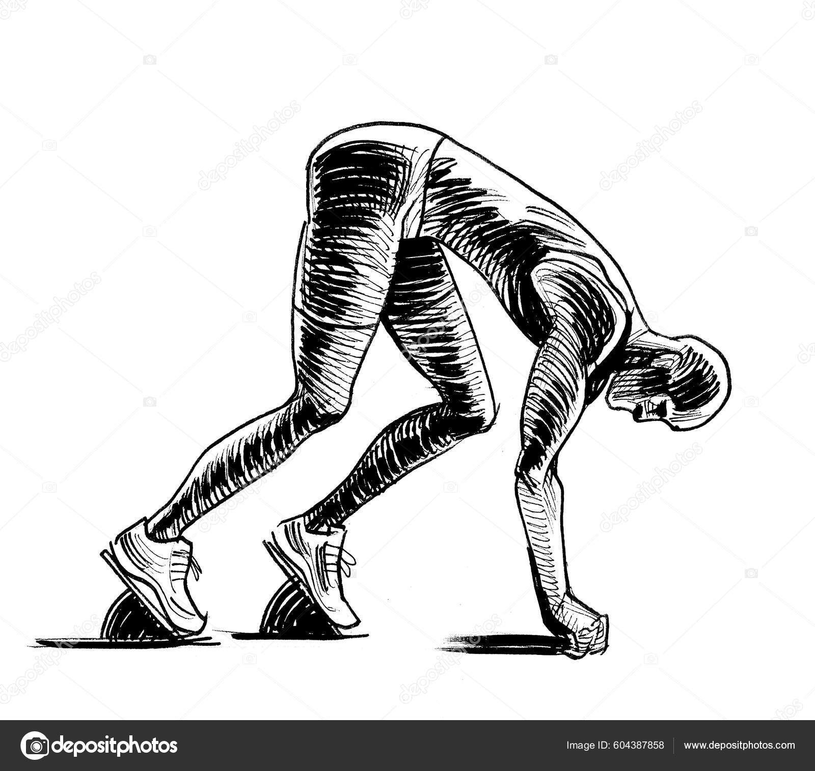 Sprinter Start Ink Black White Drawing Stock Illustration by ©alexblacksea #604387858