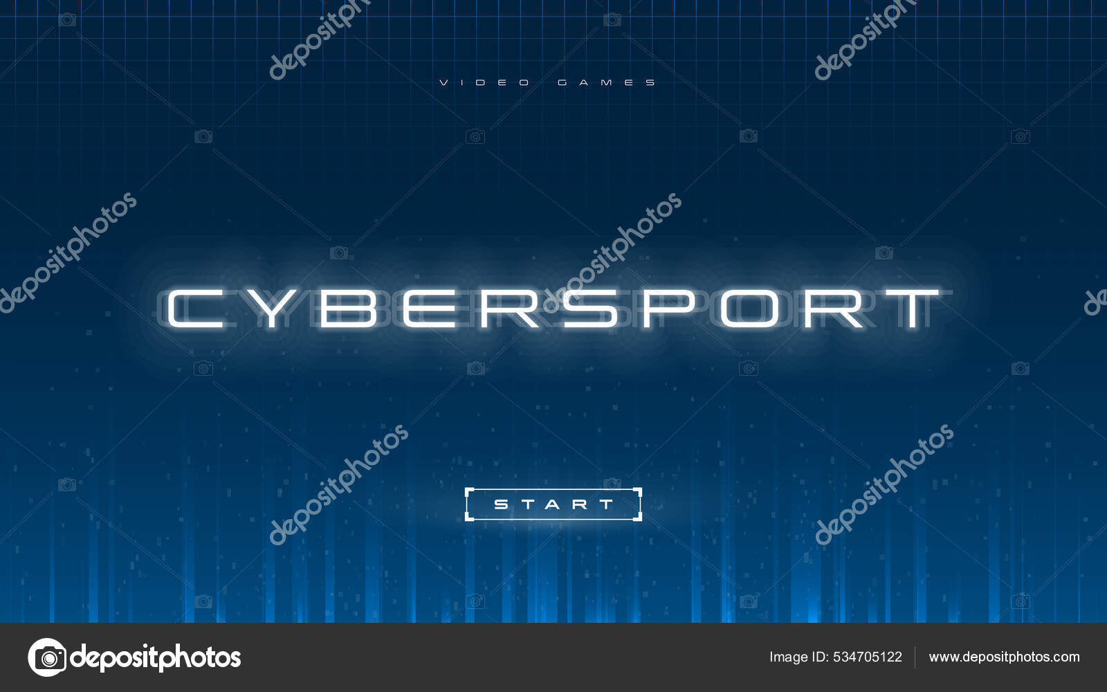 Cyber Sport banner, Esports abstract background. Video games. Cybersport Title with START button ...