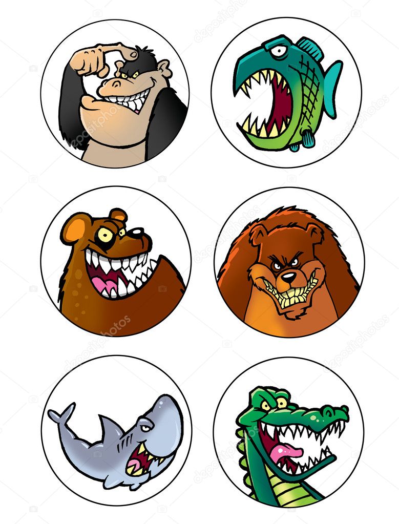 Scary cartoon animals set 2 — Stock Photo © evilrat #26496619