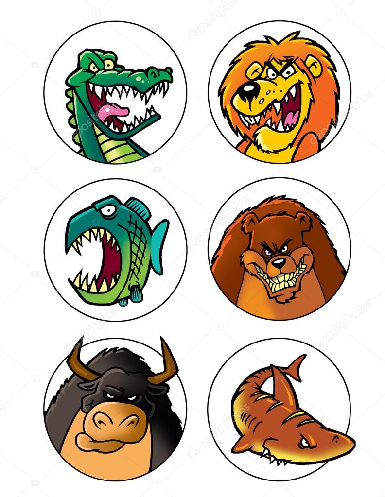 Scary cartoon animals set 1 — Stock Photo © evilrat #26496623