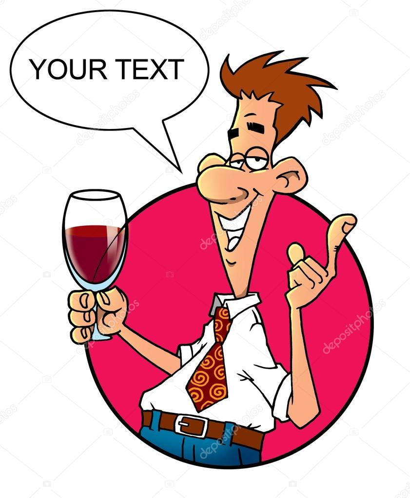 Funny man proposing a toast with a glass of wine Stock Illustration by ...