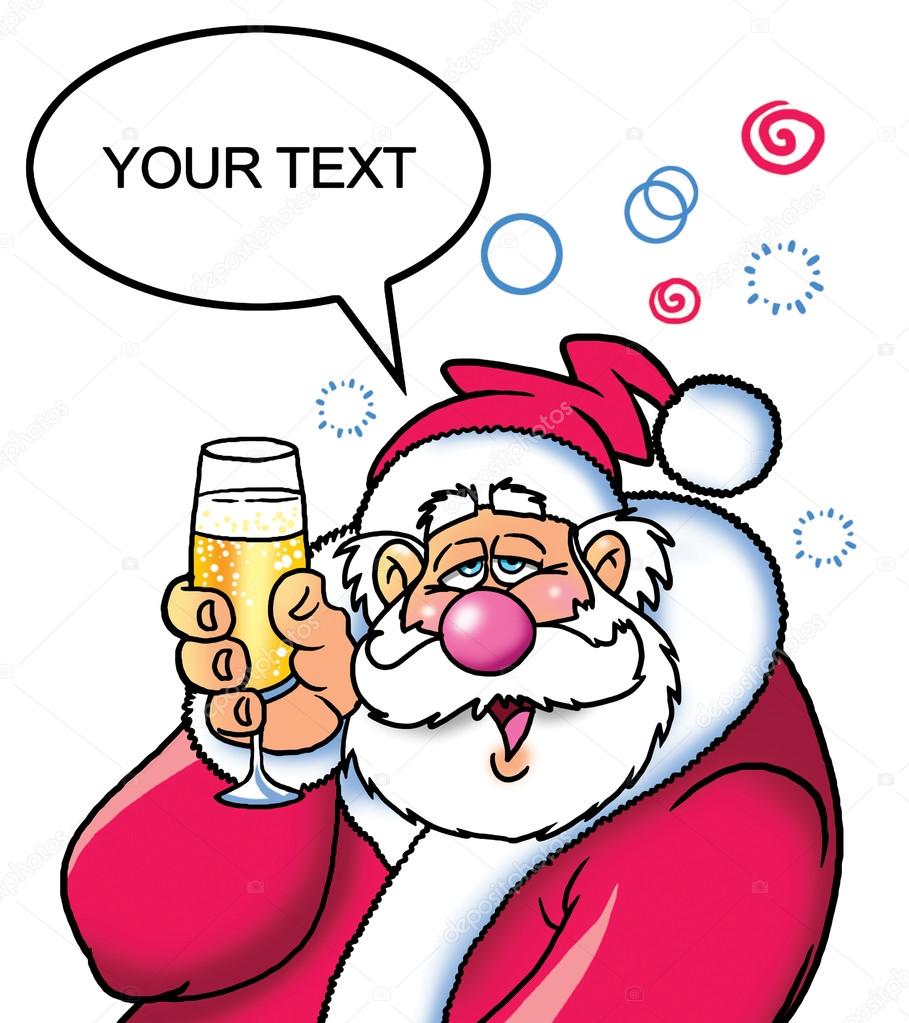 Drunk santa proposing a toast with a glass Stock Illustration by ...