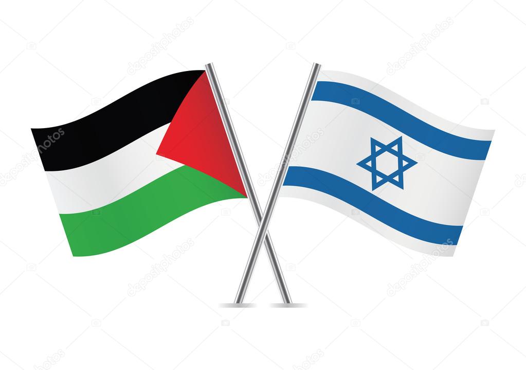 Palestine and Israel crossed flags. Vector illustration. Stock Vector ...
