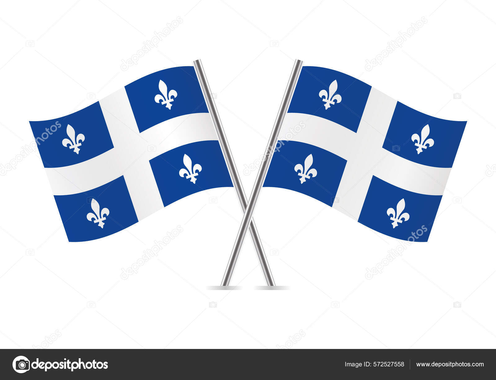 Quebec Province Crossed Flags Flag Quebec Fleurdelis White Background ...