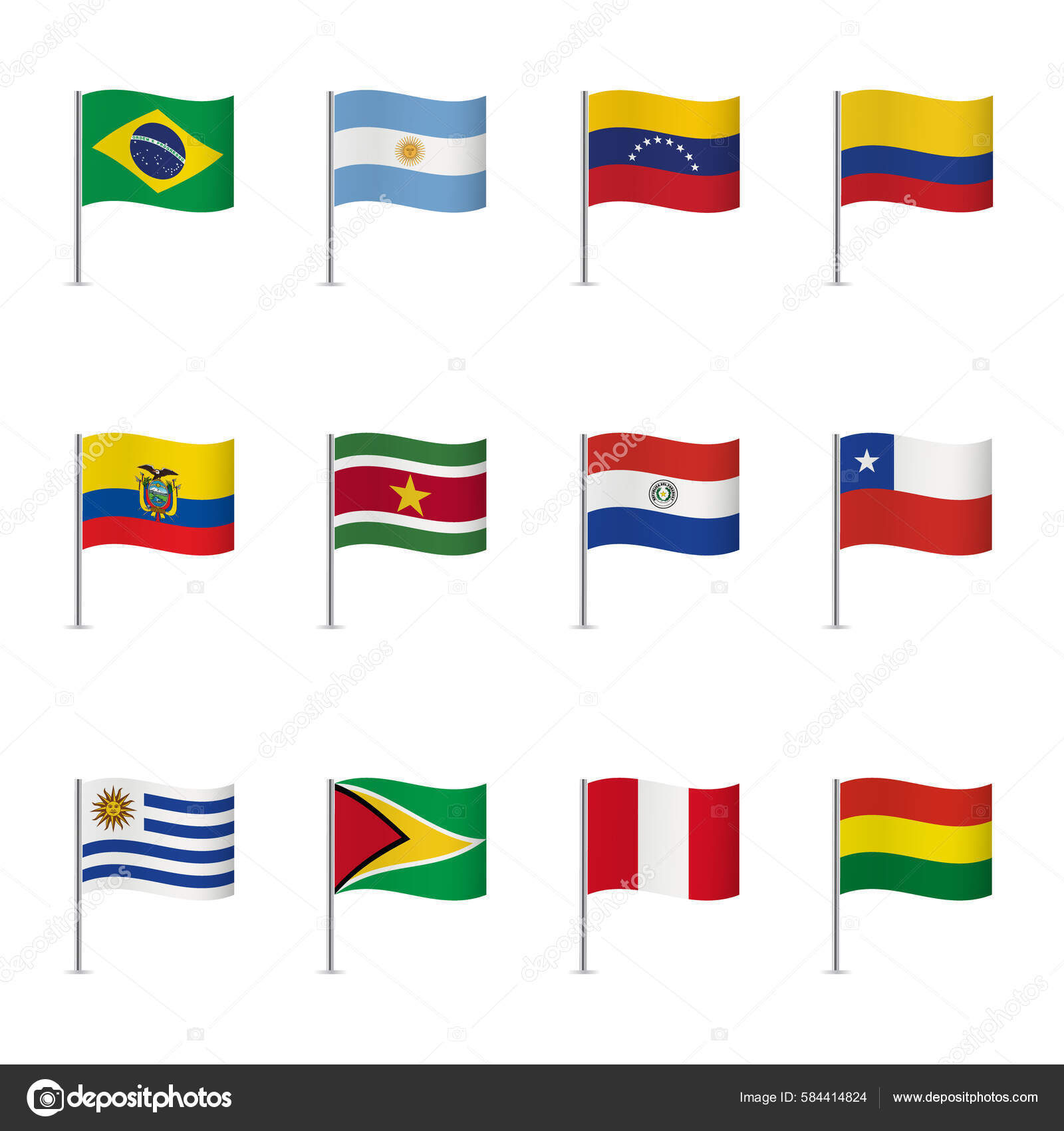 World Flags White Background Vector Set Vector de stock #584414824 de ...