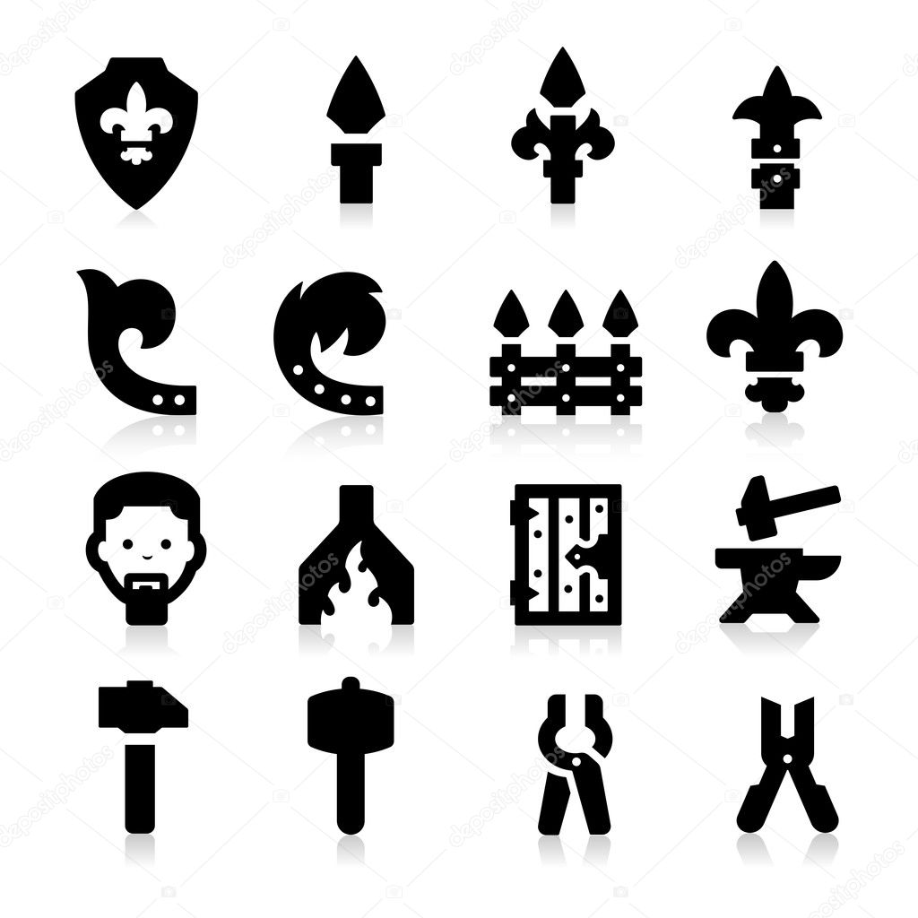 Iron Works Icons — Stock Vector © Tantoon #24539885