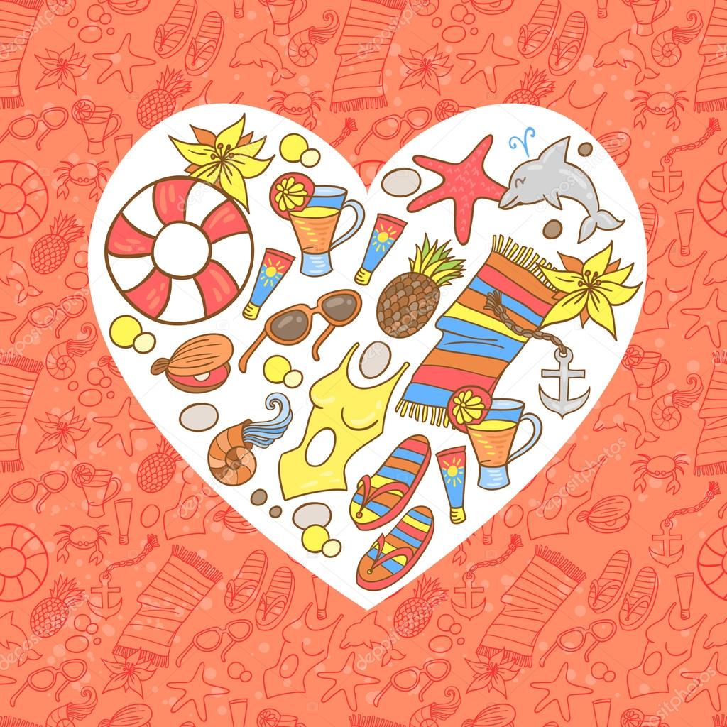 Summer beach heart Stock Vector Image by ©mzwonko #47546053