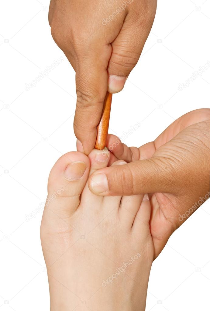 Reflexology Foot Massage Thai Spa Foot Treatment By Wood Stick — Stock