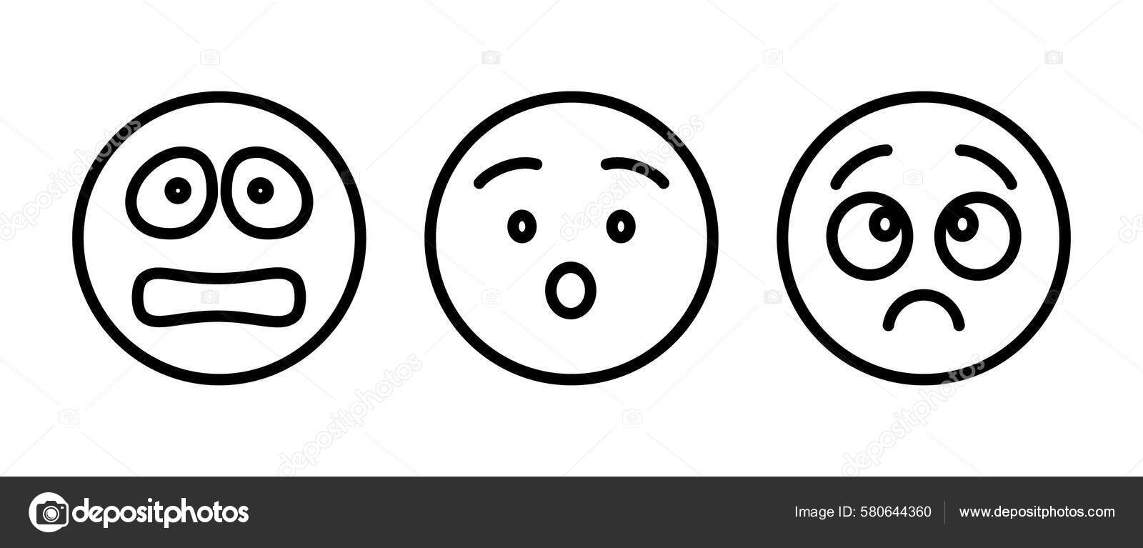 Terrified Frightened Emoticon Isolated Afraid Emoji Vector Screaming ...