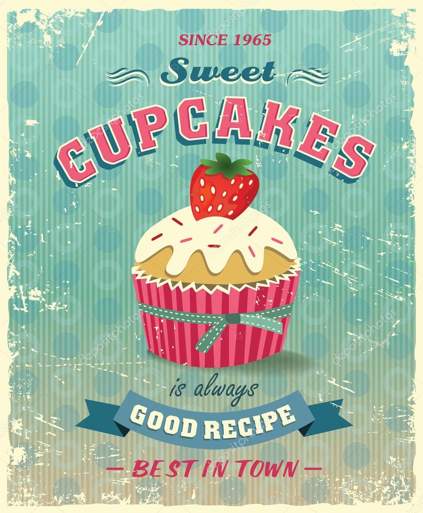 Retro cupcake poster vector illustration — Stock Vector © catherinechin ...
