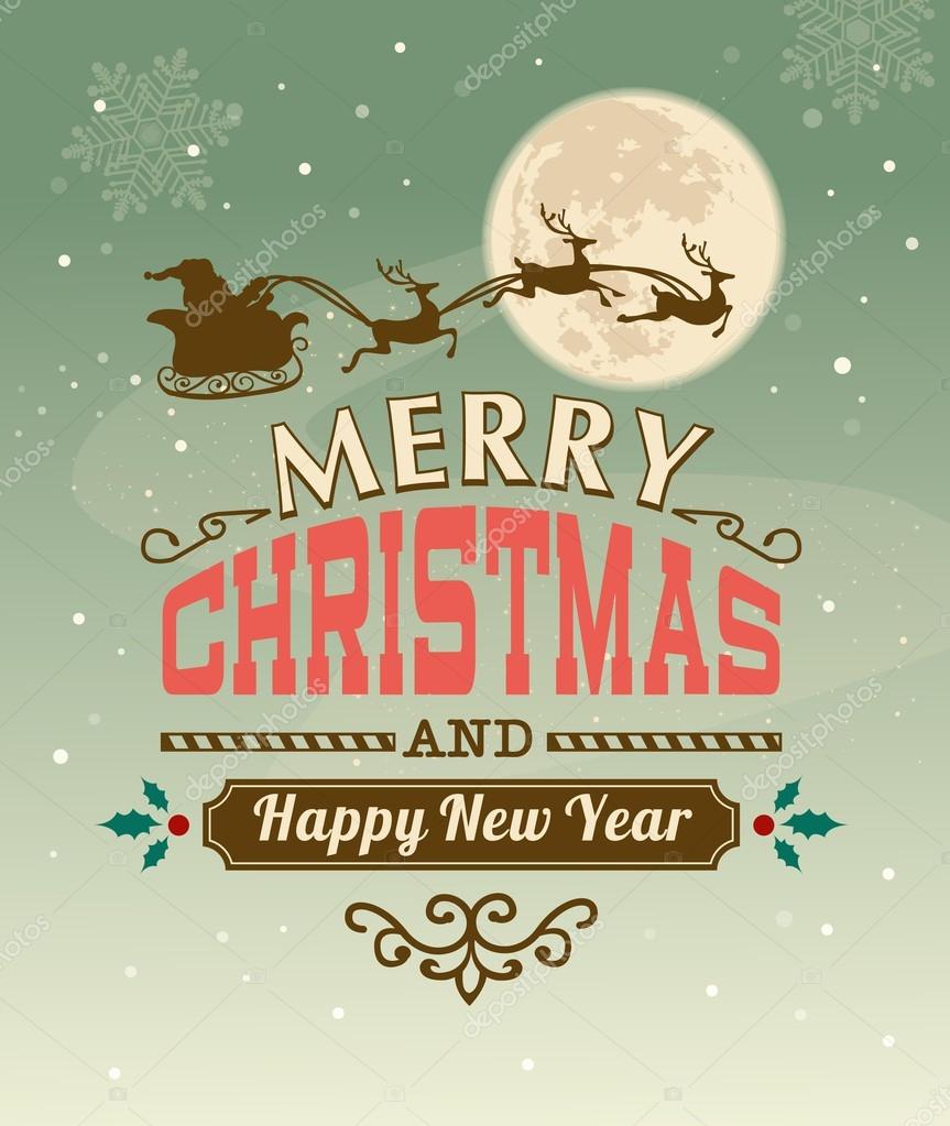 Vintage Christmas card with typography design Stock Vector Image by ...