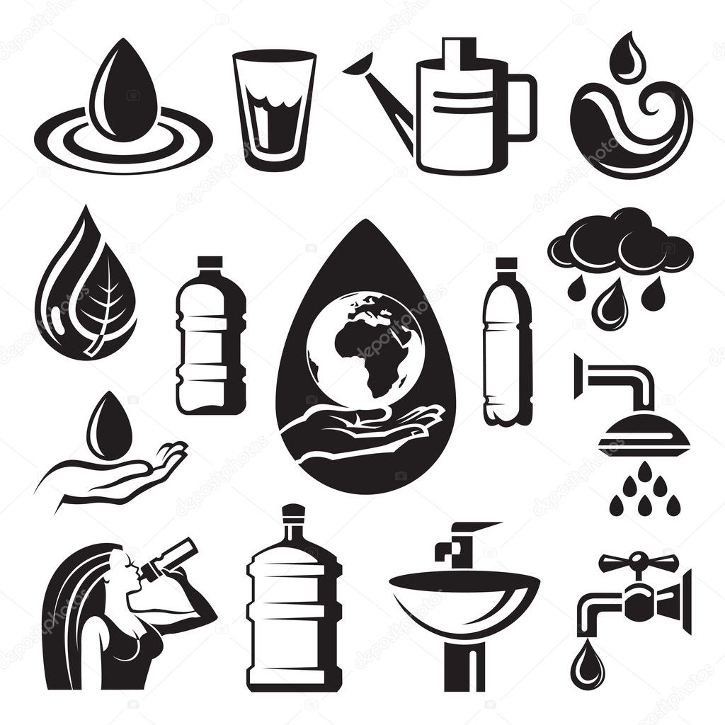 Water icons — Stock Vector © alexkava #23120174