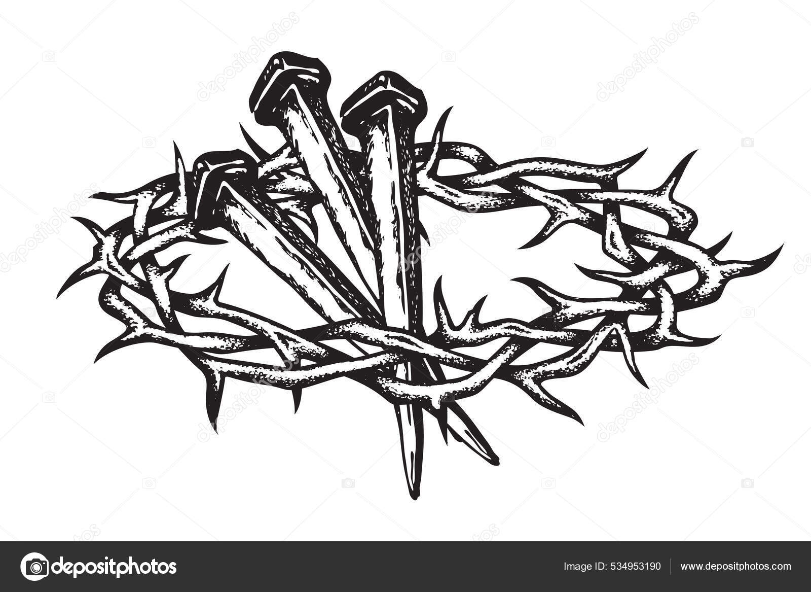 Gambar Paku Yesus Dengan Mahkota Duri Terisolasi Pada Latar Belakang Vektor Stok oleh ©alexkava ...