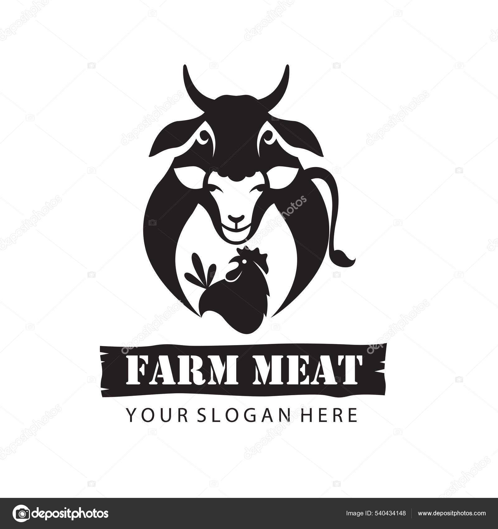 Label Ternak Sapi Ayam Dan Domba Terisolasi Pada Latar Belakang Vektor ...