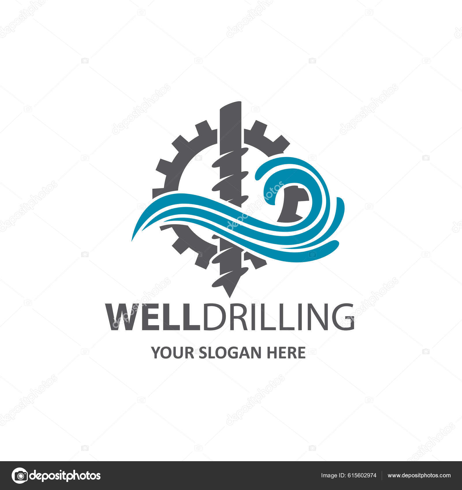 Emblem Water Well Drilling Isolated White Background Stock Vector by ...