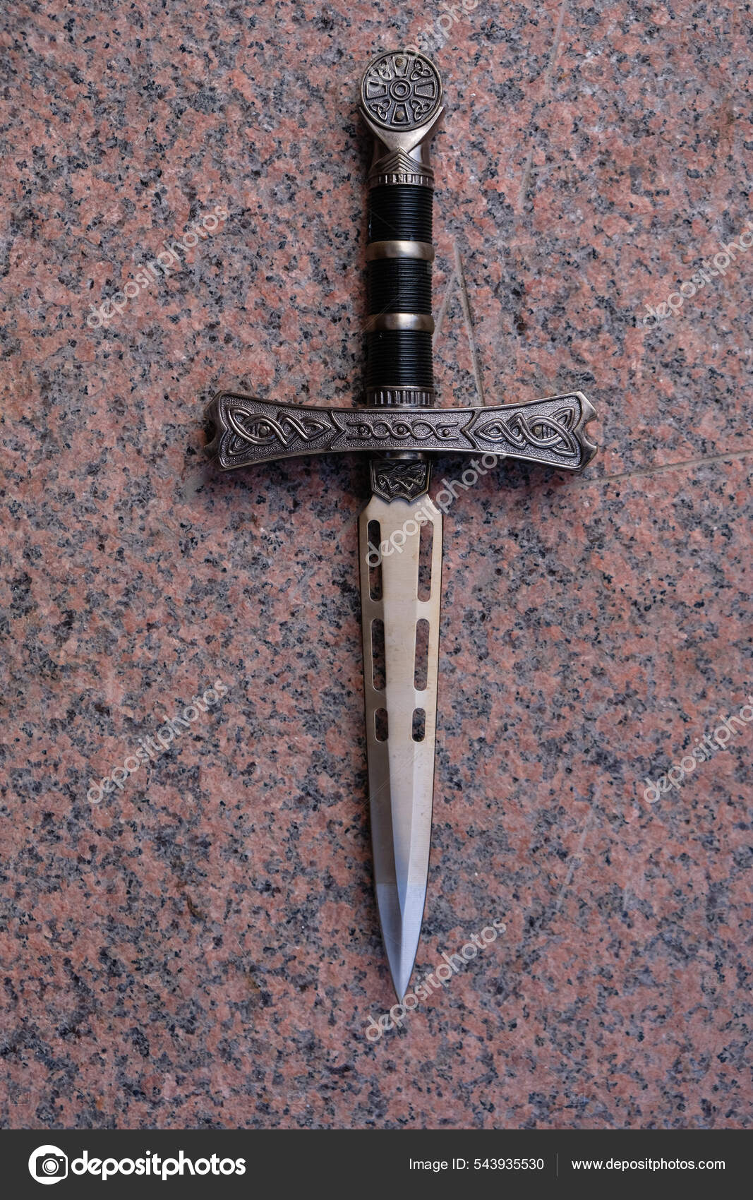 Decorative Dagger Knife Granite Background Vertical Image — Stock Photo ...