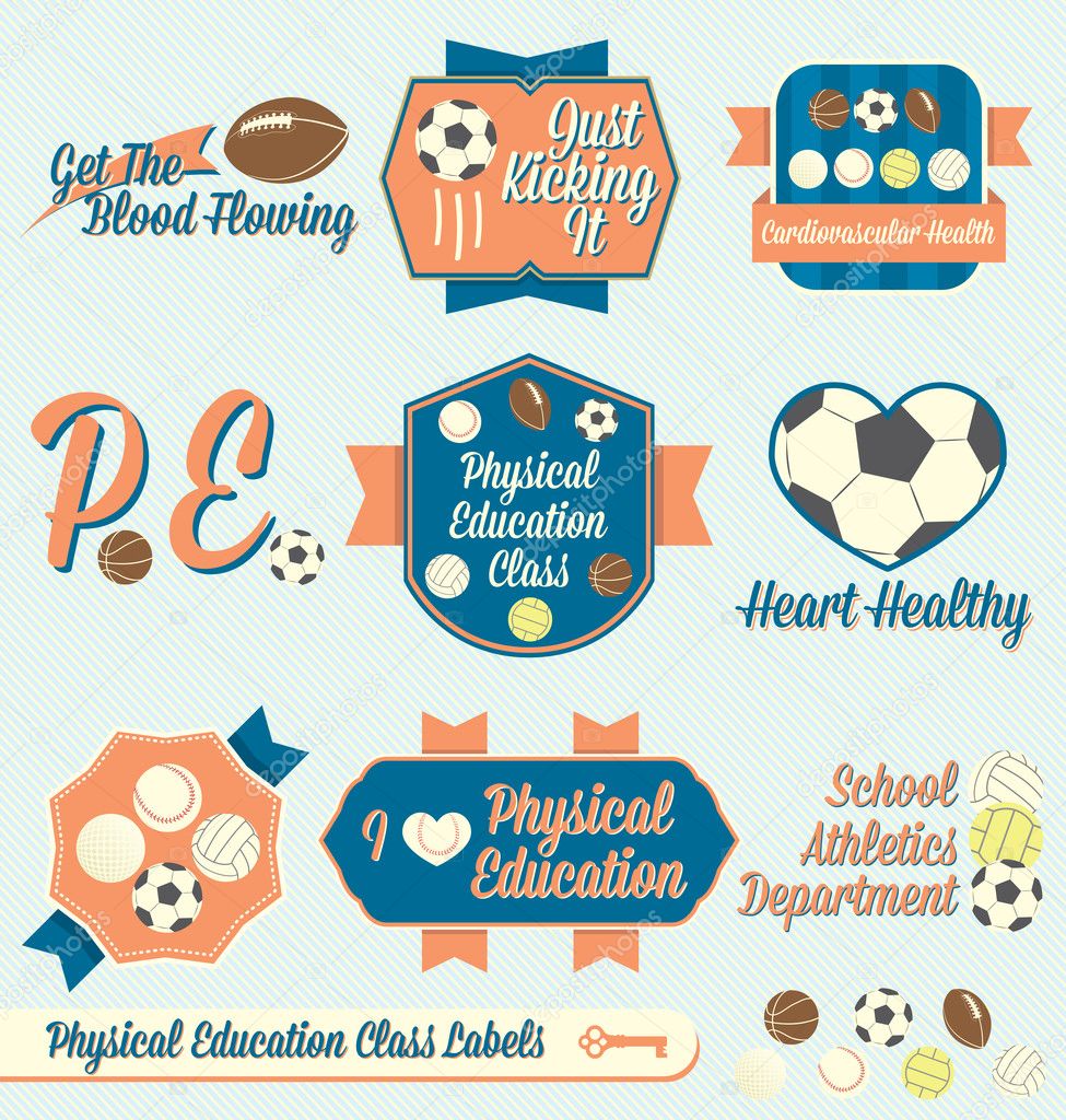 Vector Set: Vintage Physical Education Class Labels and Icons — Stock ...