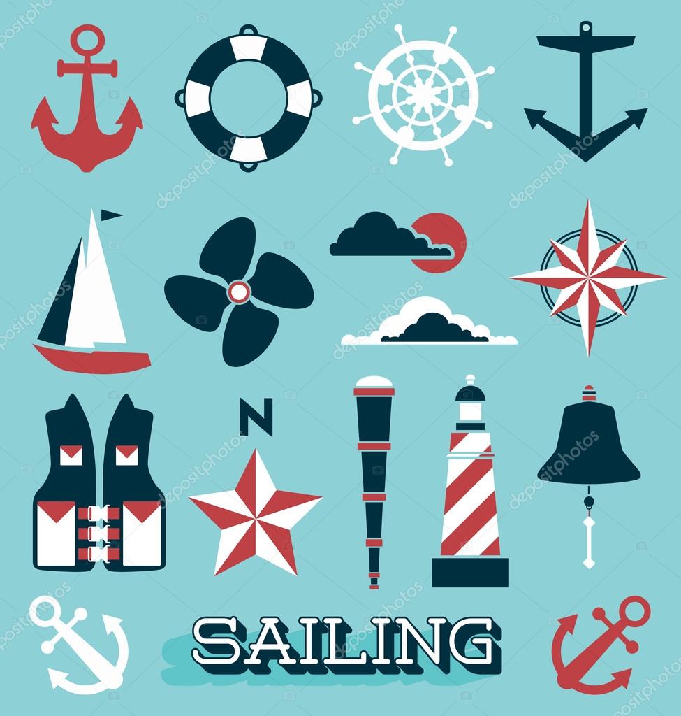 Sailing symbols | Vector Set: Sailing Icons and Symbols — Stock Vector ...