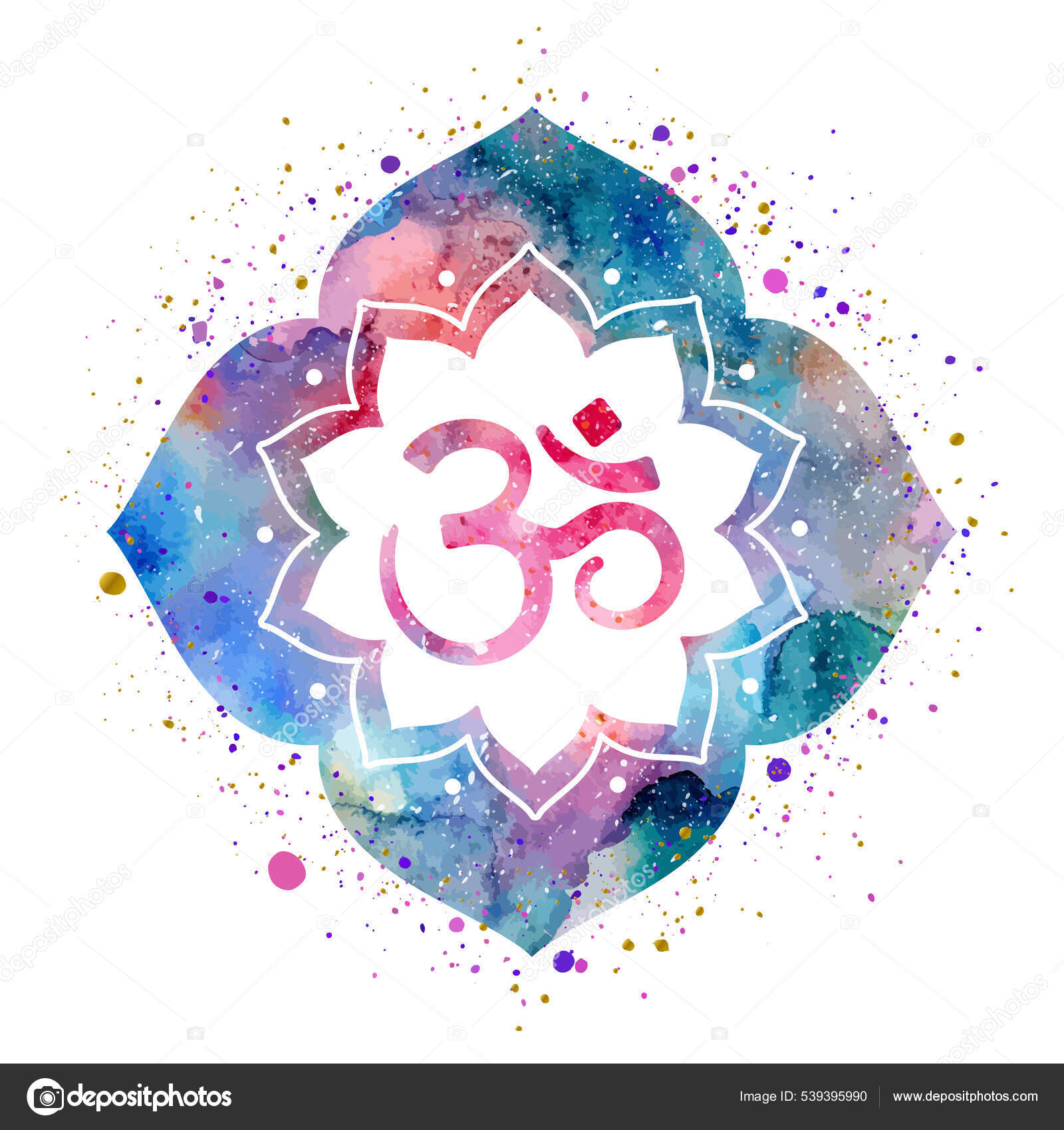 Signo Om en flor de loto Vector de stock #539395990 de ©homobibens