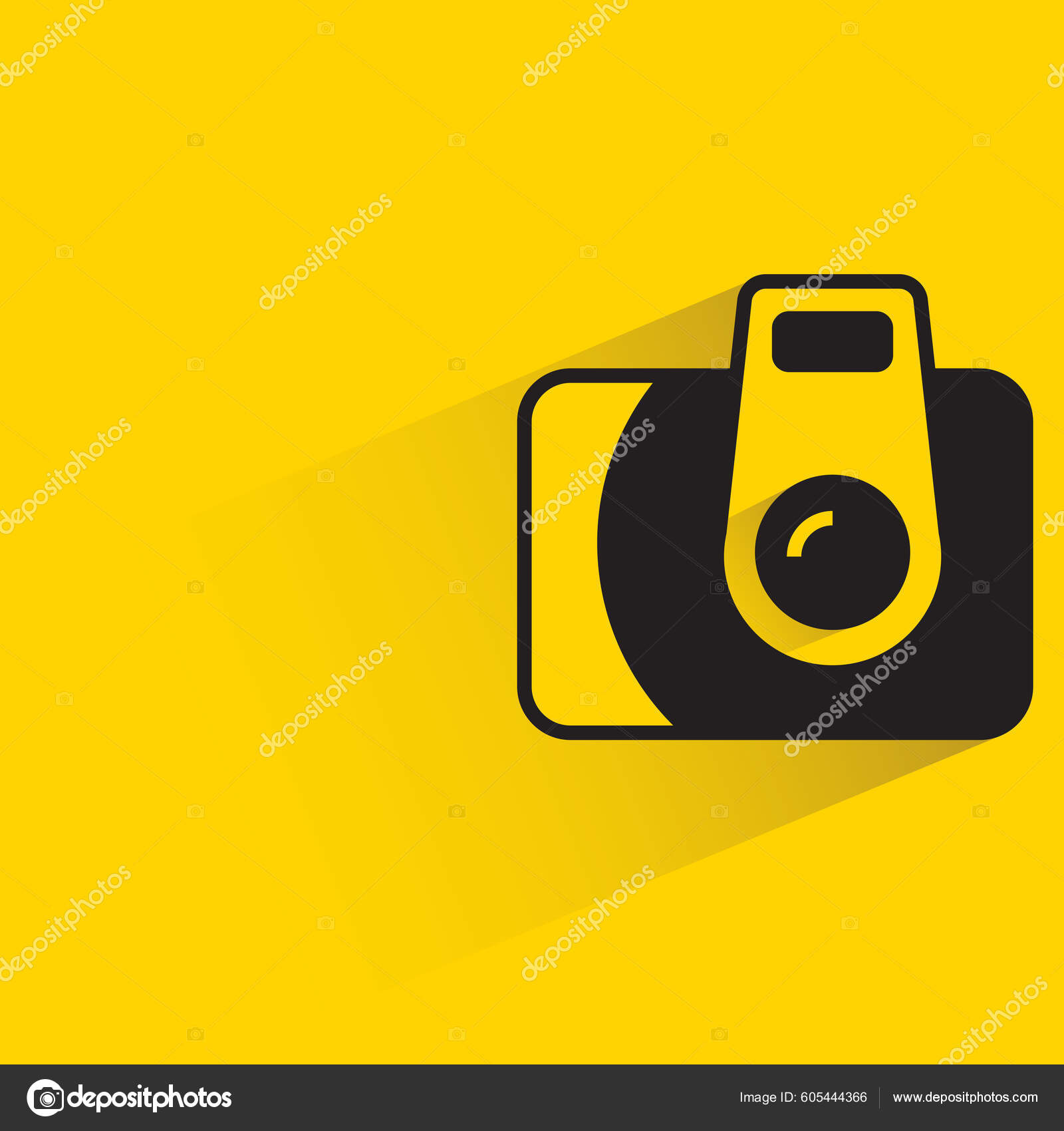 Camera Drop Shadow Yellow Background Stock Vector by ©loopang 605444366