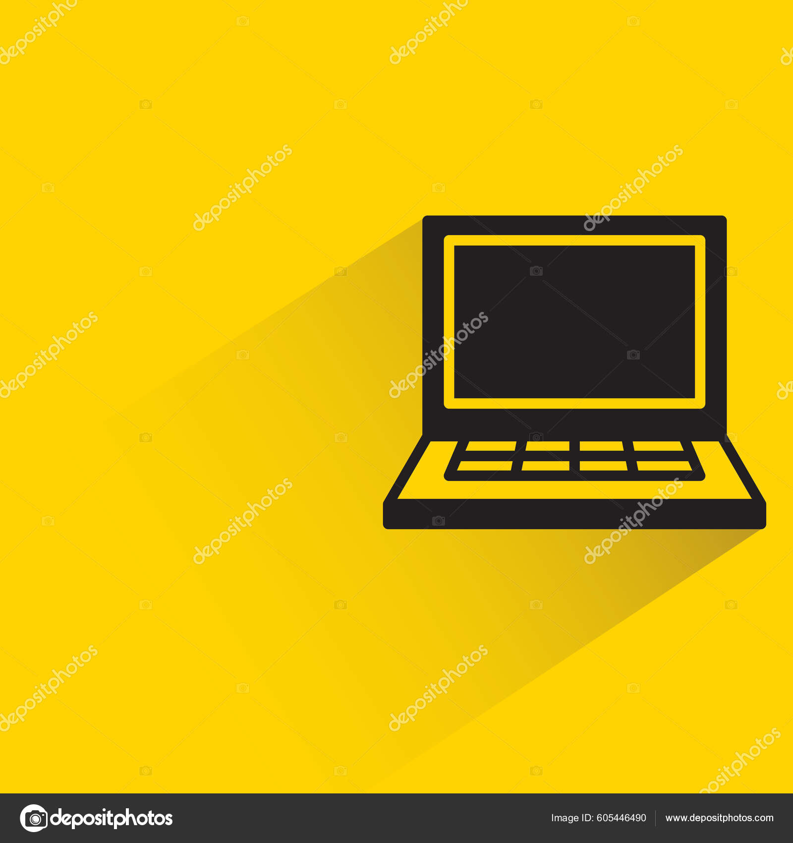 Desktop Computer Shadow Yellow Background Stock Vector Image by ...
