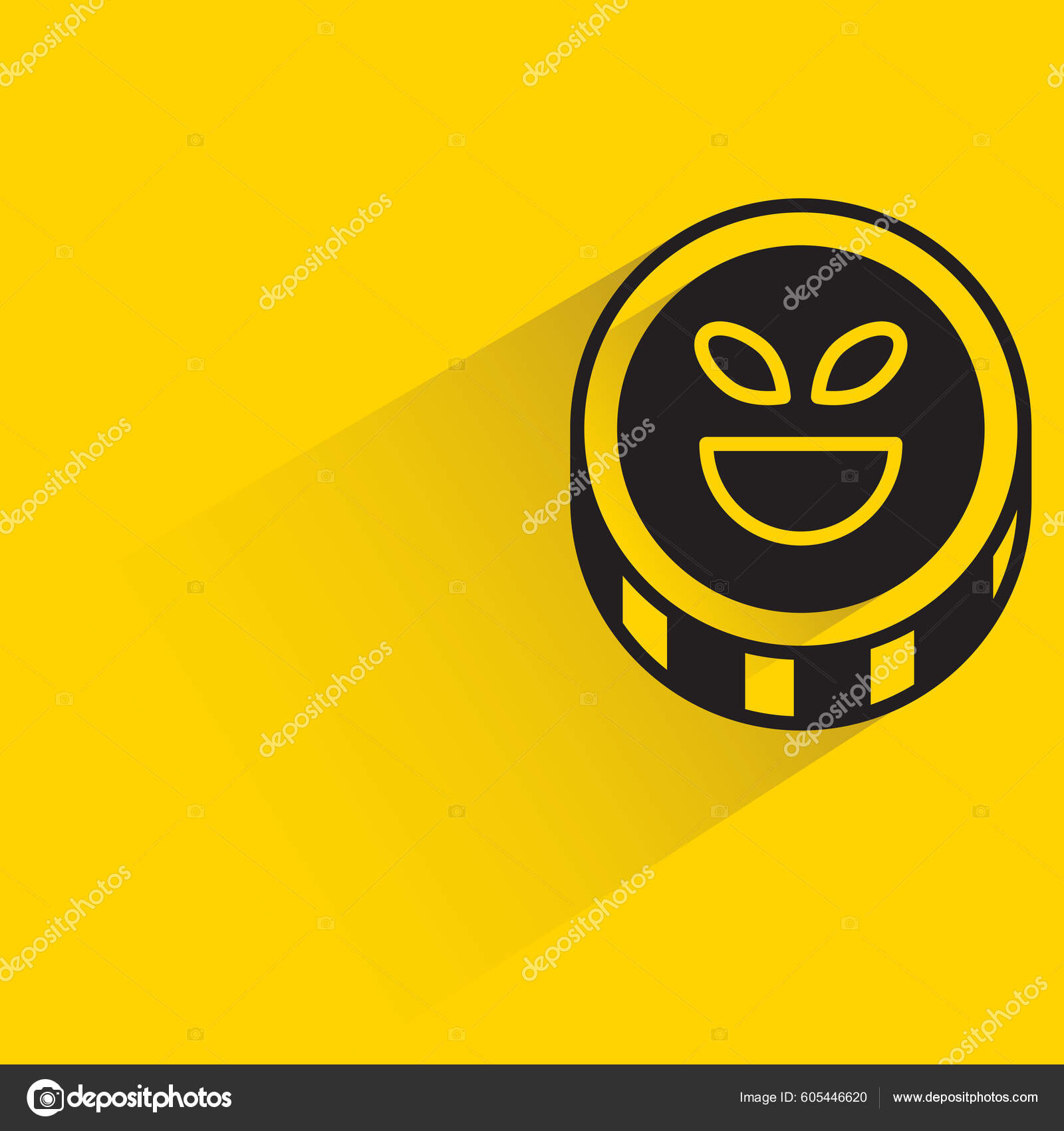 Coin Emoticon Shadow Yellow Background Stock Vector Image by ©loopang ...