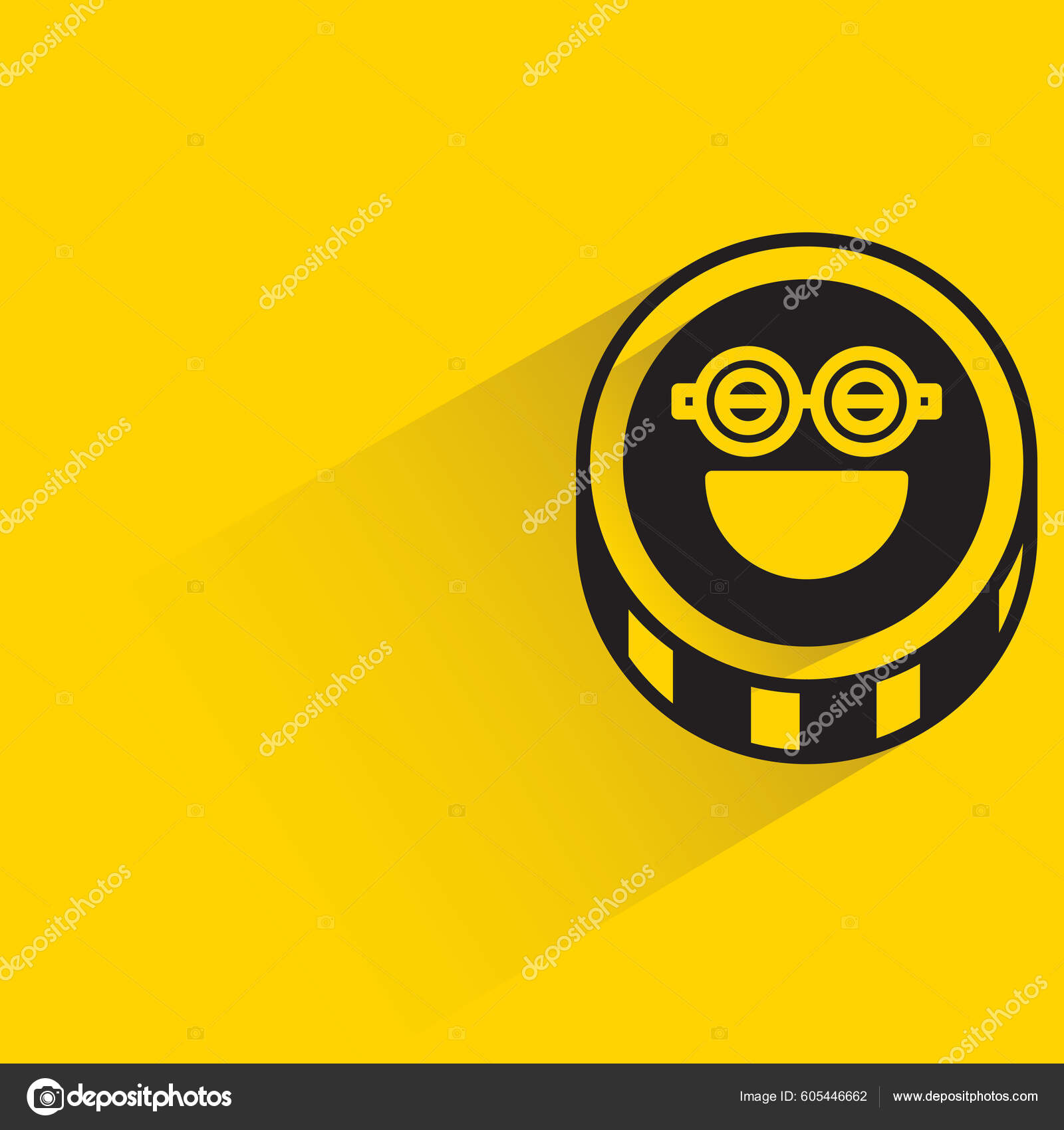 Coin Emoticon Shadow Yellow Background Stock Vector by ©loopang 605446662