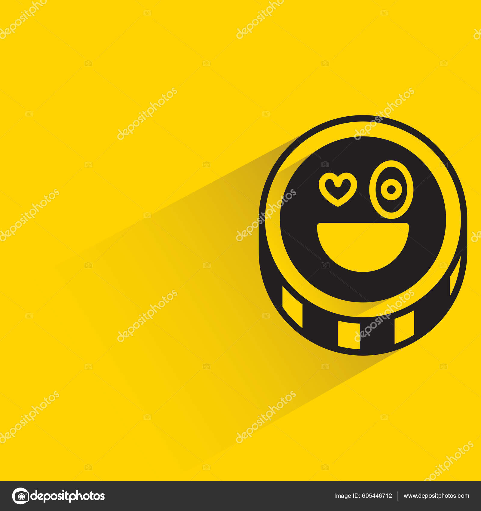 Coin Emoticon Shadow Yellow Background Vector de stock #605446712 de ...