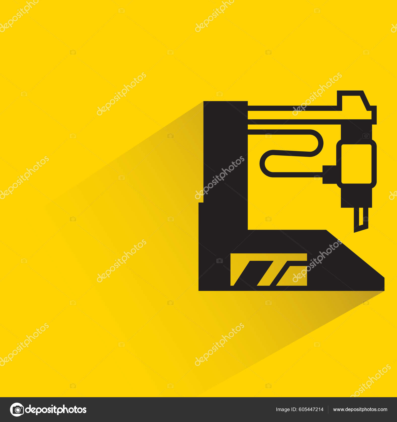 Cnc Industrial Robotic Machine Icon Yellow Background Stock Vector ...