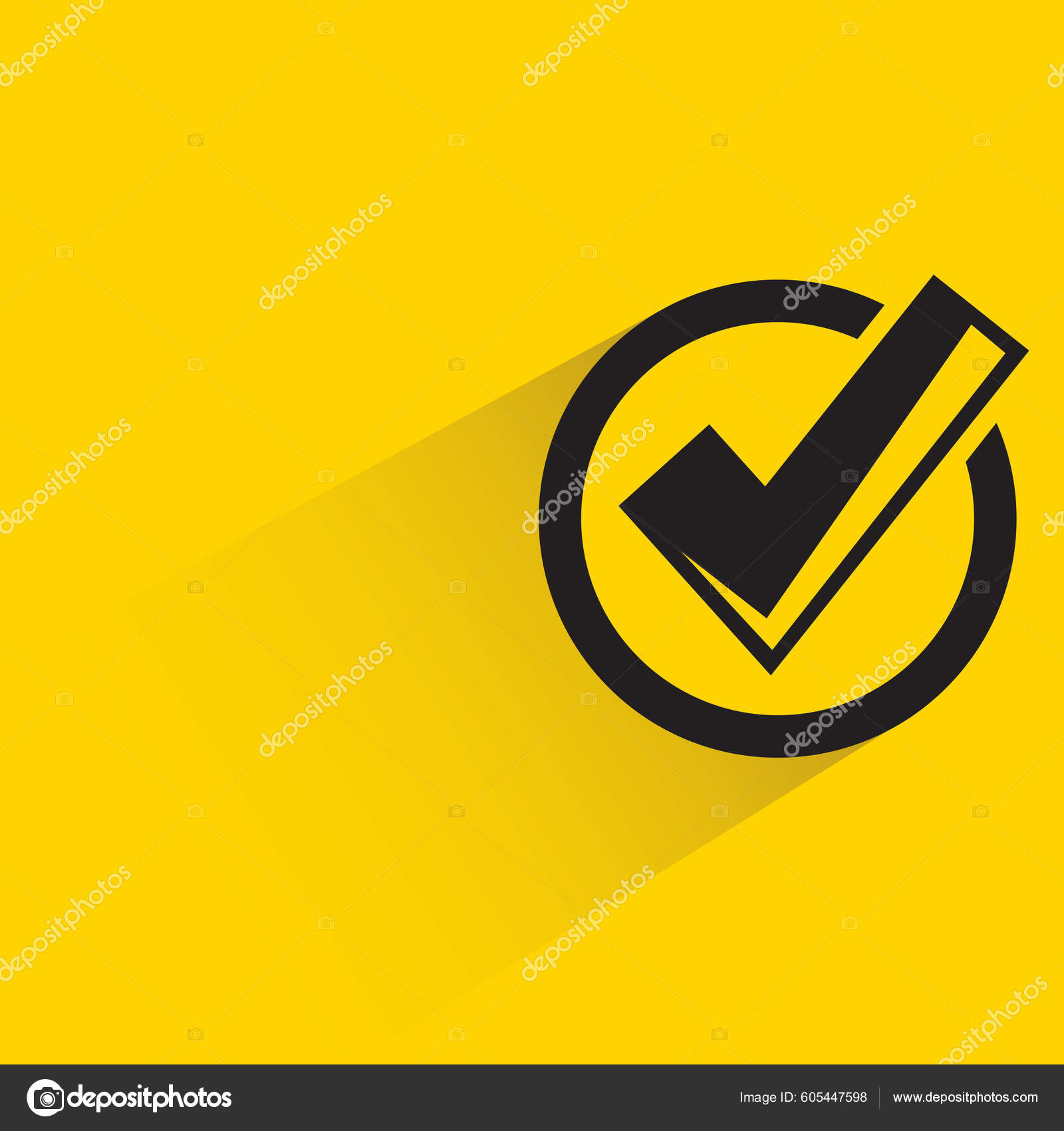 Check Mark Shadow Yellow Background Stock Vector Image by ©loopang ...