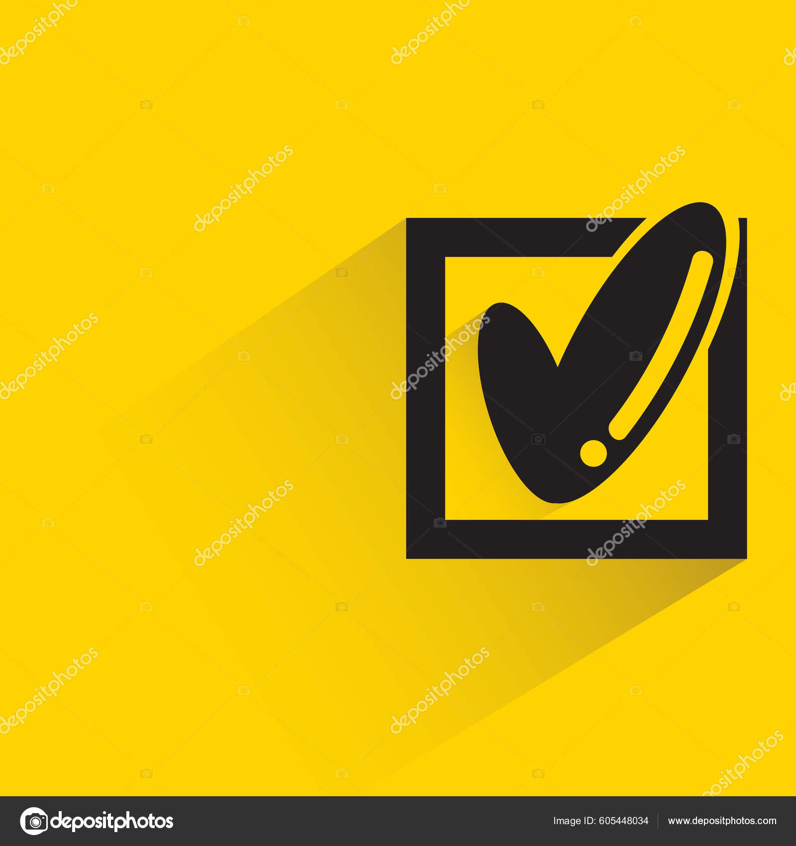 Check Mark Shadow Yellow Background Stock Vector by ©loopang 605448034