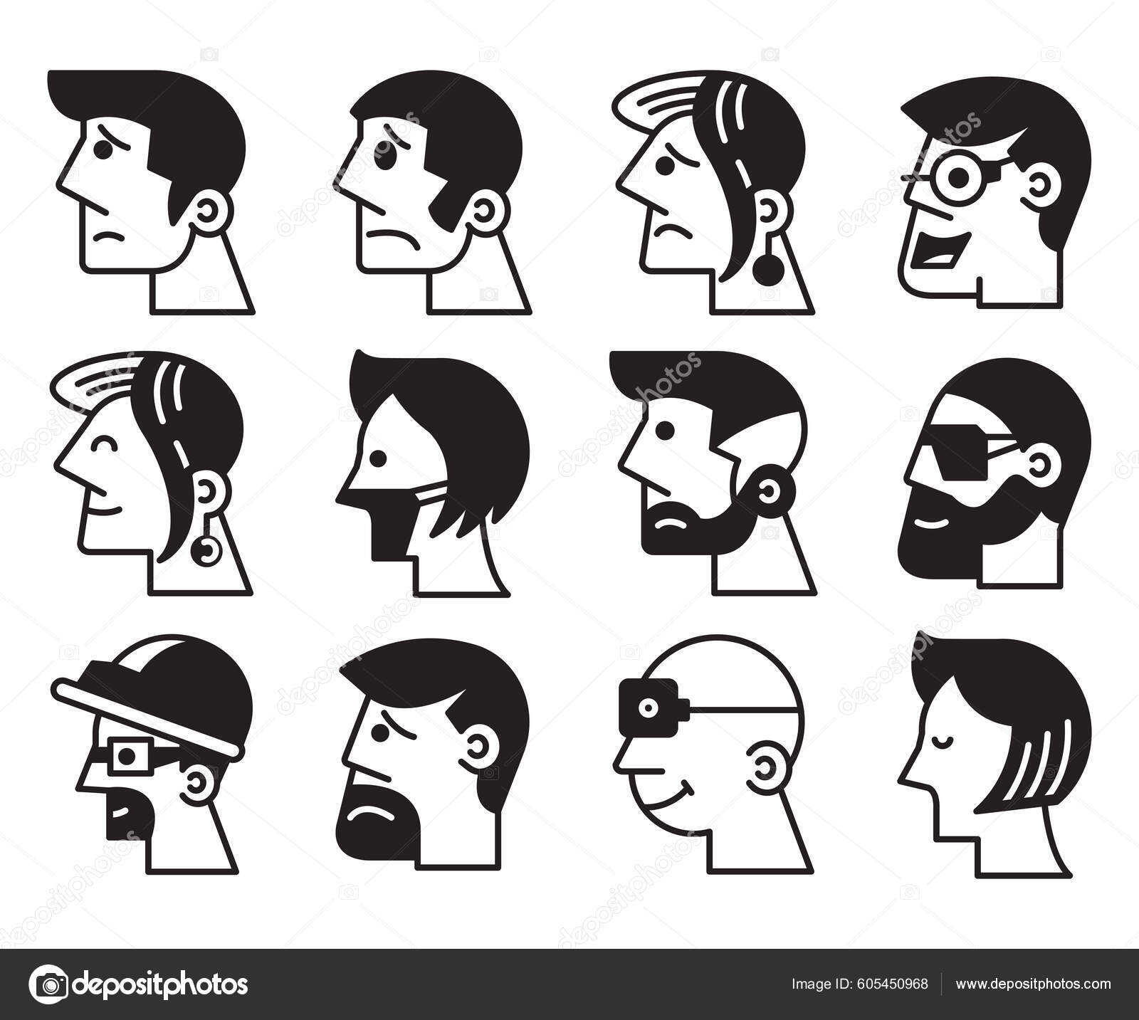 Human Face Side View Icons Vector Set Vektor Stok oleh ©loopang 605450968