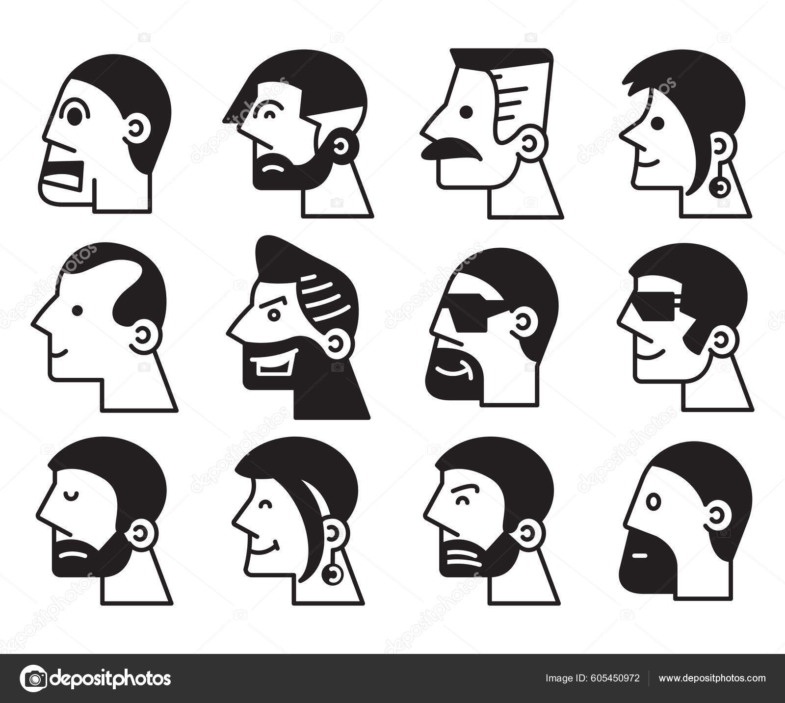 Human Face Side View Icons Vector Set vetor(es) de stock de ©loopang ...