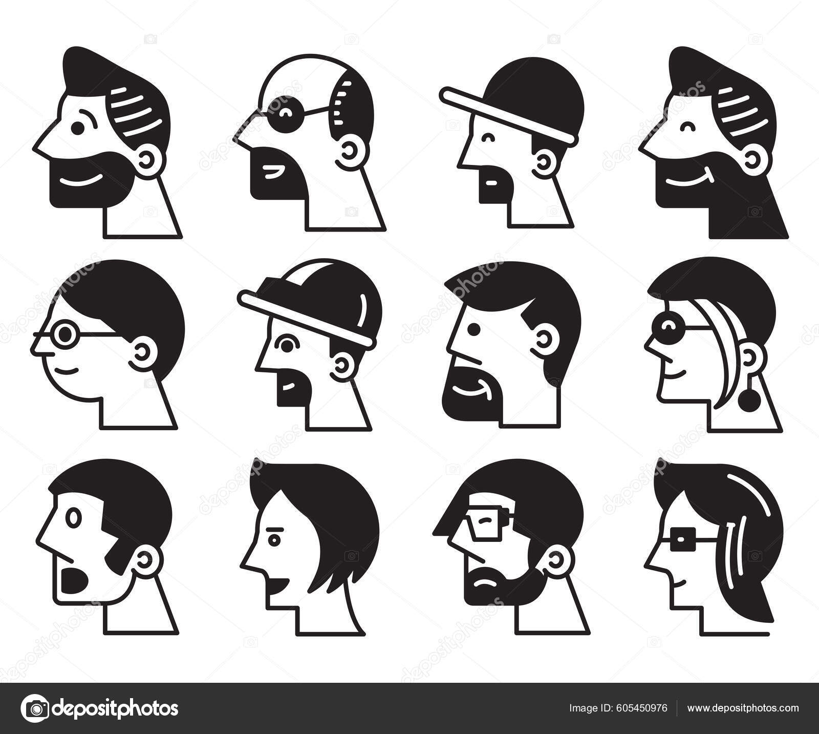 Human Face Side View Icons Vector Set vetor(es) de stock de ©loopang ...