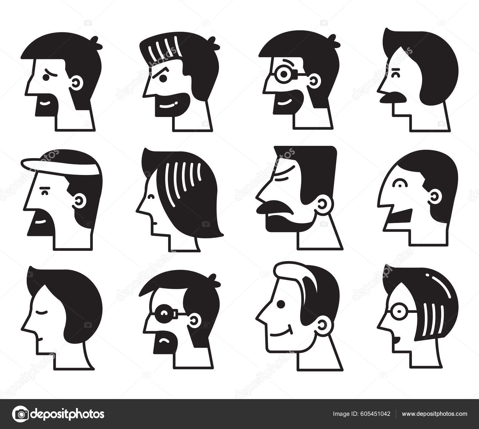 Human Face Side View Icons Vector Set vetor(es) de stock de ©loopang ...