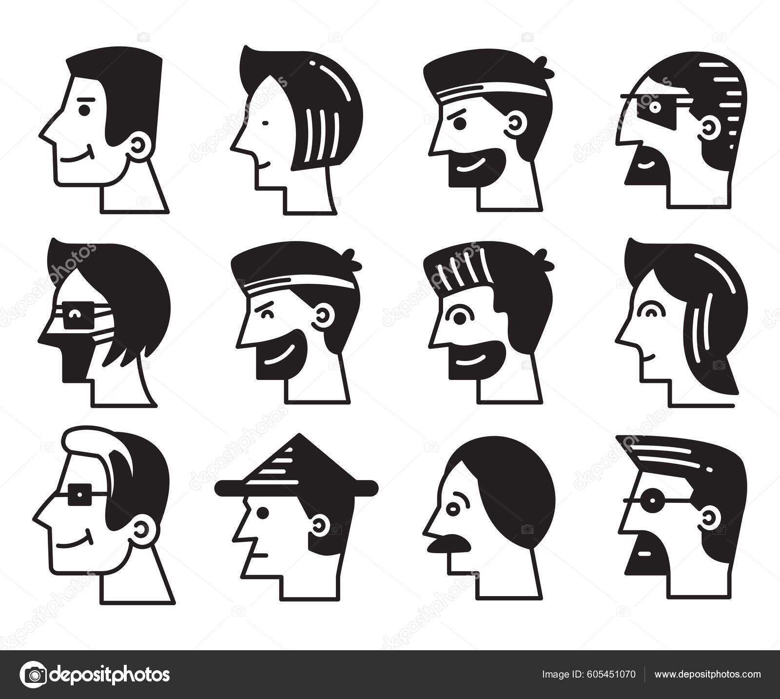 Human Face Side View Icons Vector Set vector, gráfico vectorial ...