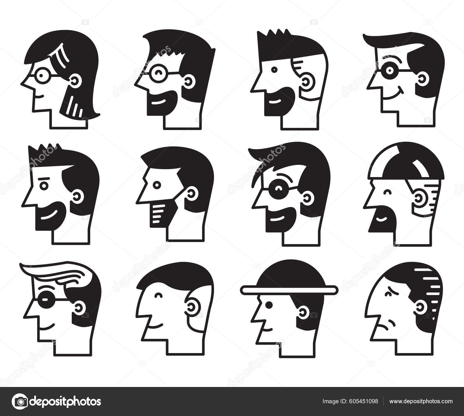 Human Face Side View Icons Vector Set vetor(es) de stock de ©loopang ...