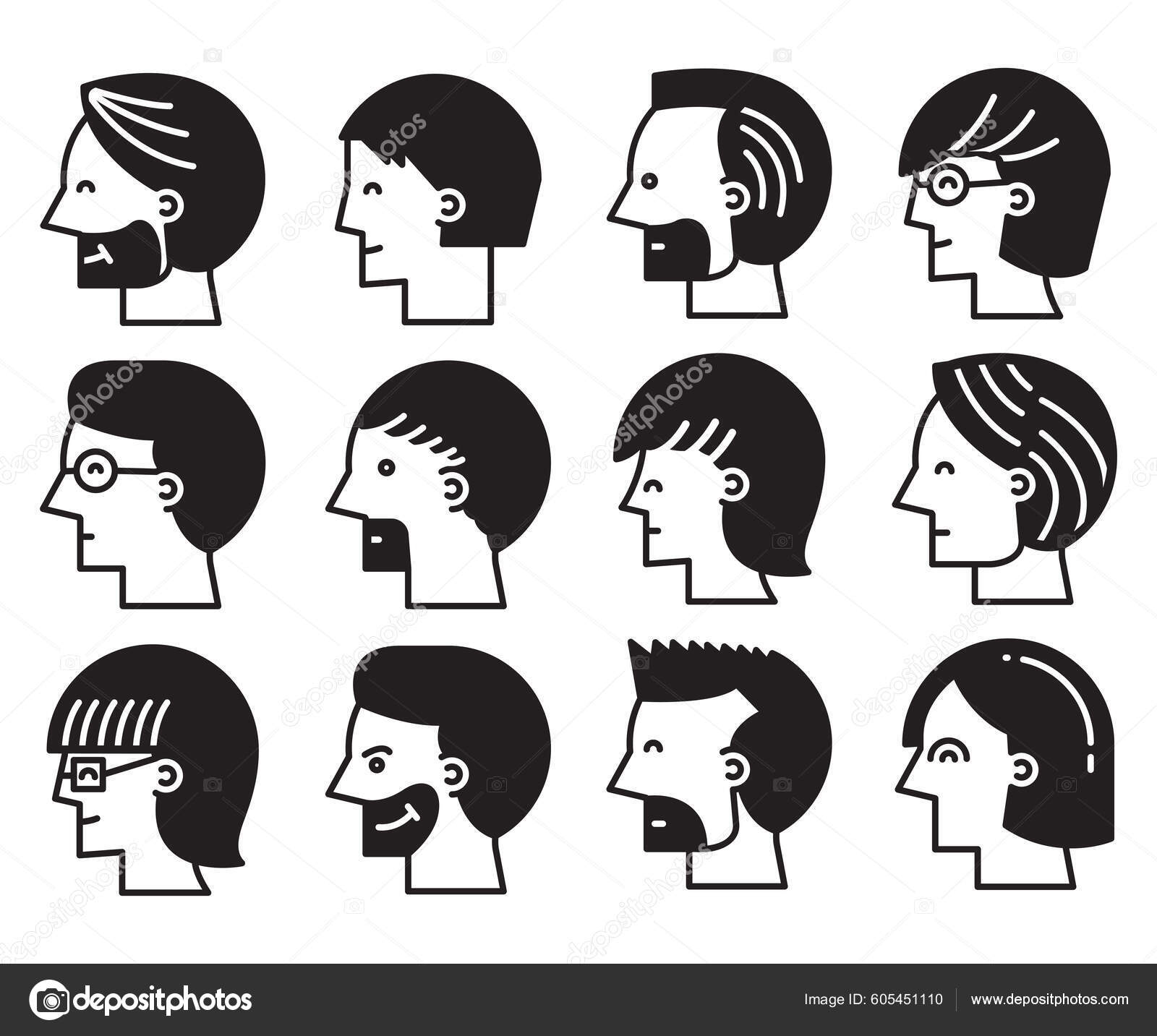 Human Face Side View Icons Vector Set Vector de stock por ©loopang ...