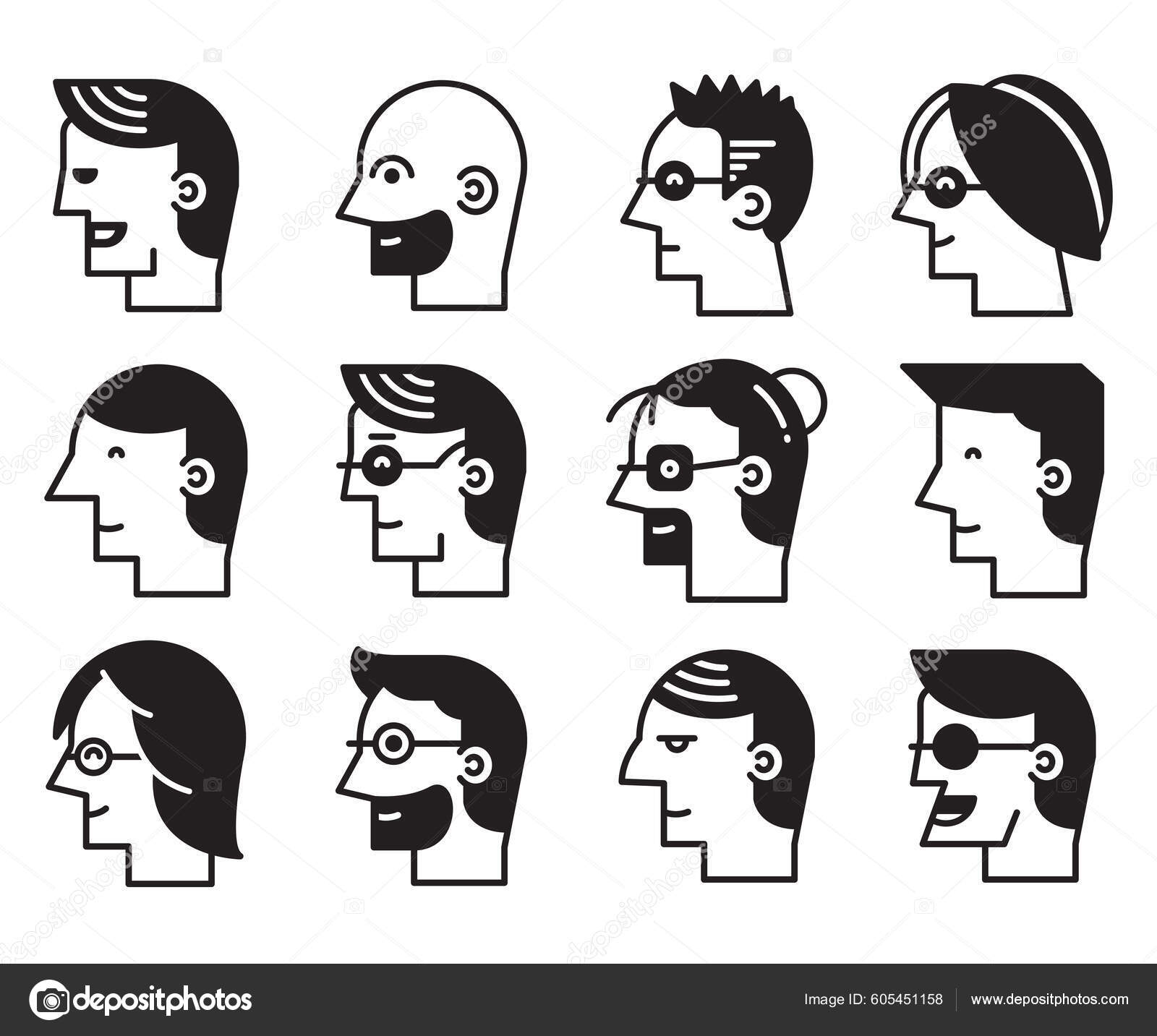 Human Face Side View Icons Vector Set Stock Vektor od ©loopang 605451158
