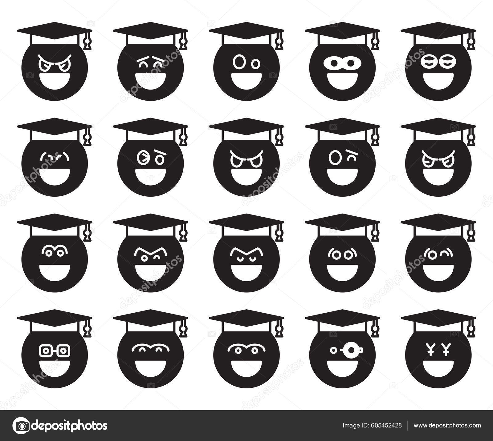 Student Face Emoticon Icons Set Vector Stock Vector by ©loopang 605452428