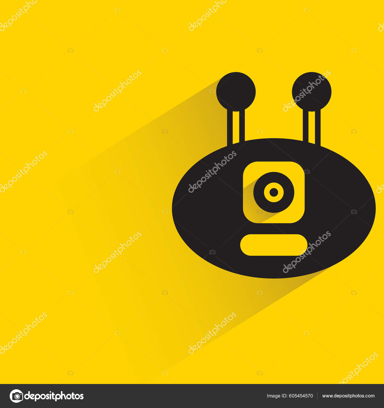 Robot Character Drop Shadow Yellow Background Stock Vector Image by ...
