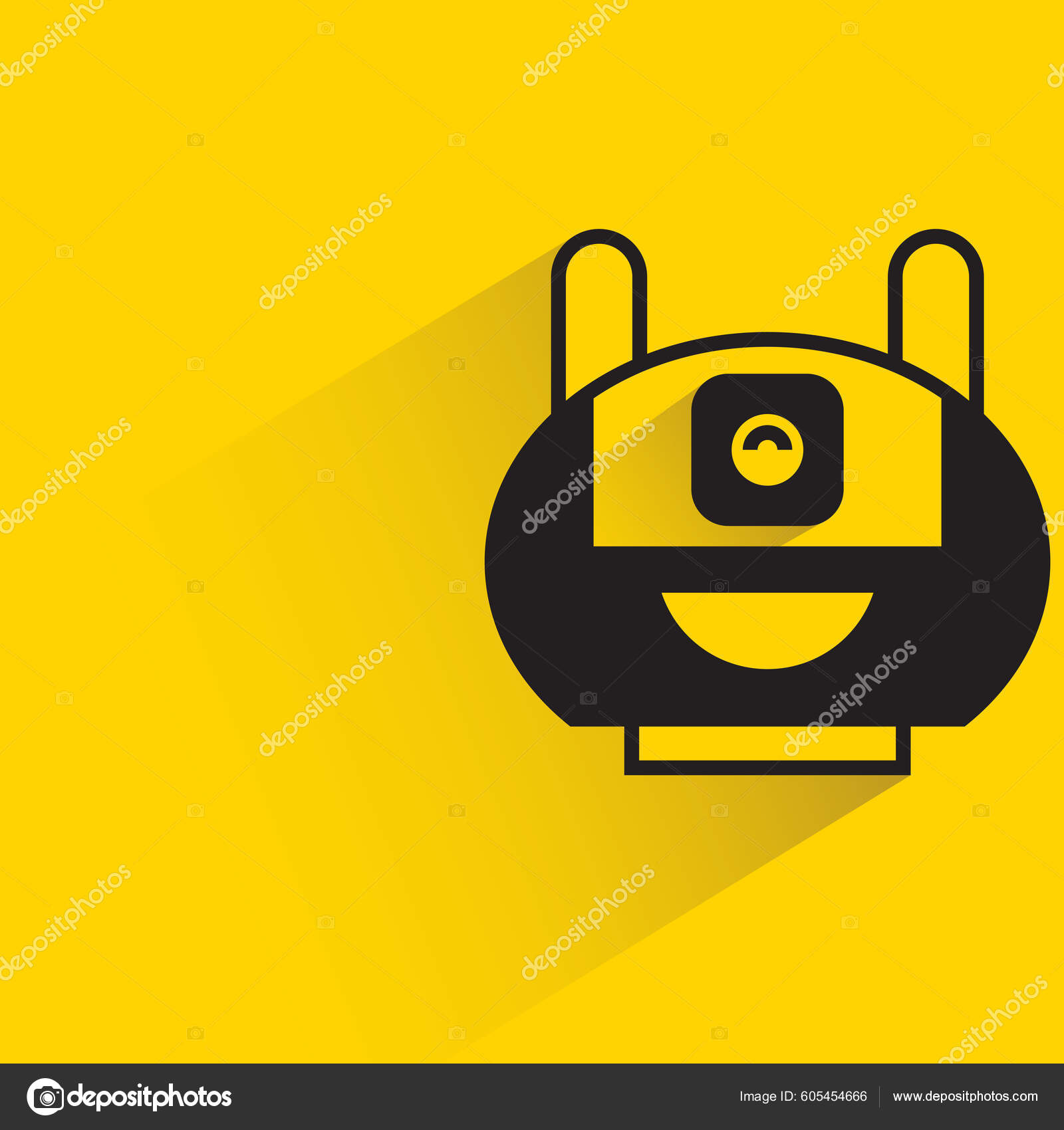 Robot Character Drop Shadow Yellow Background Stock Vector by ©loopang ...