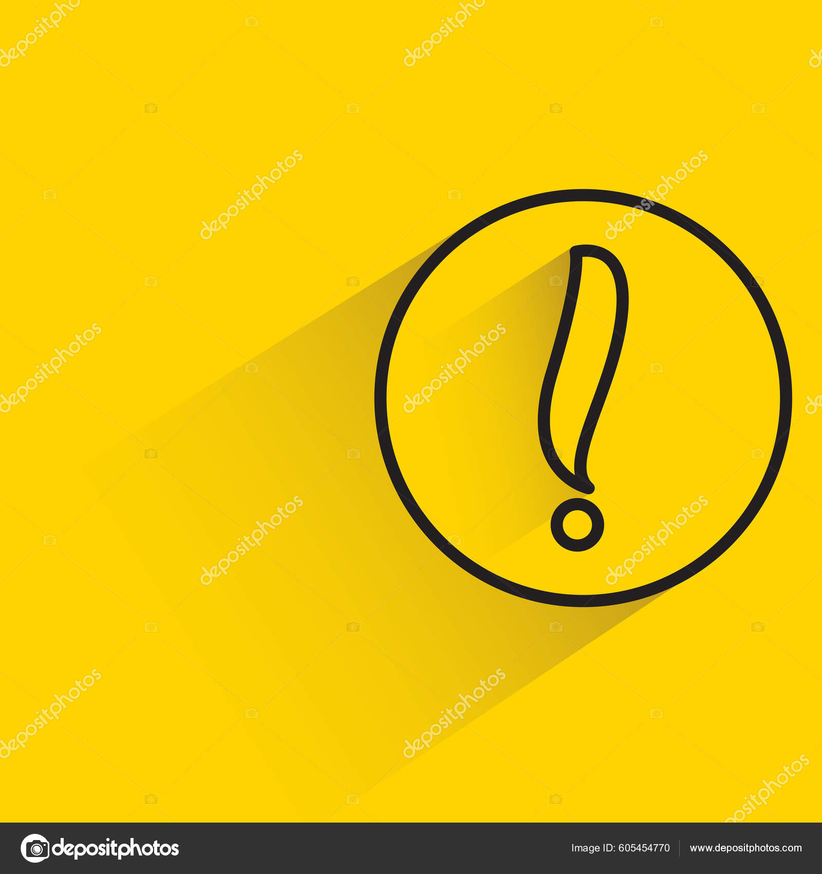 Símbolo Ponto Exclamação Com Sombra Gota Fundo Amarelo Vetor de stock ...