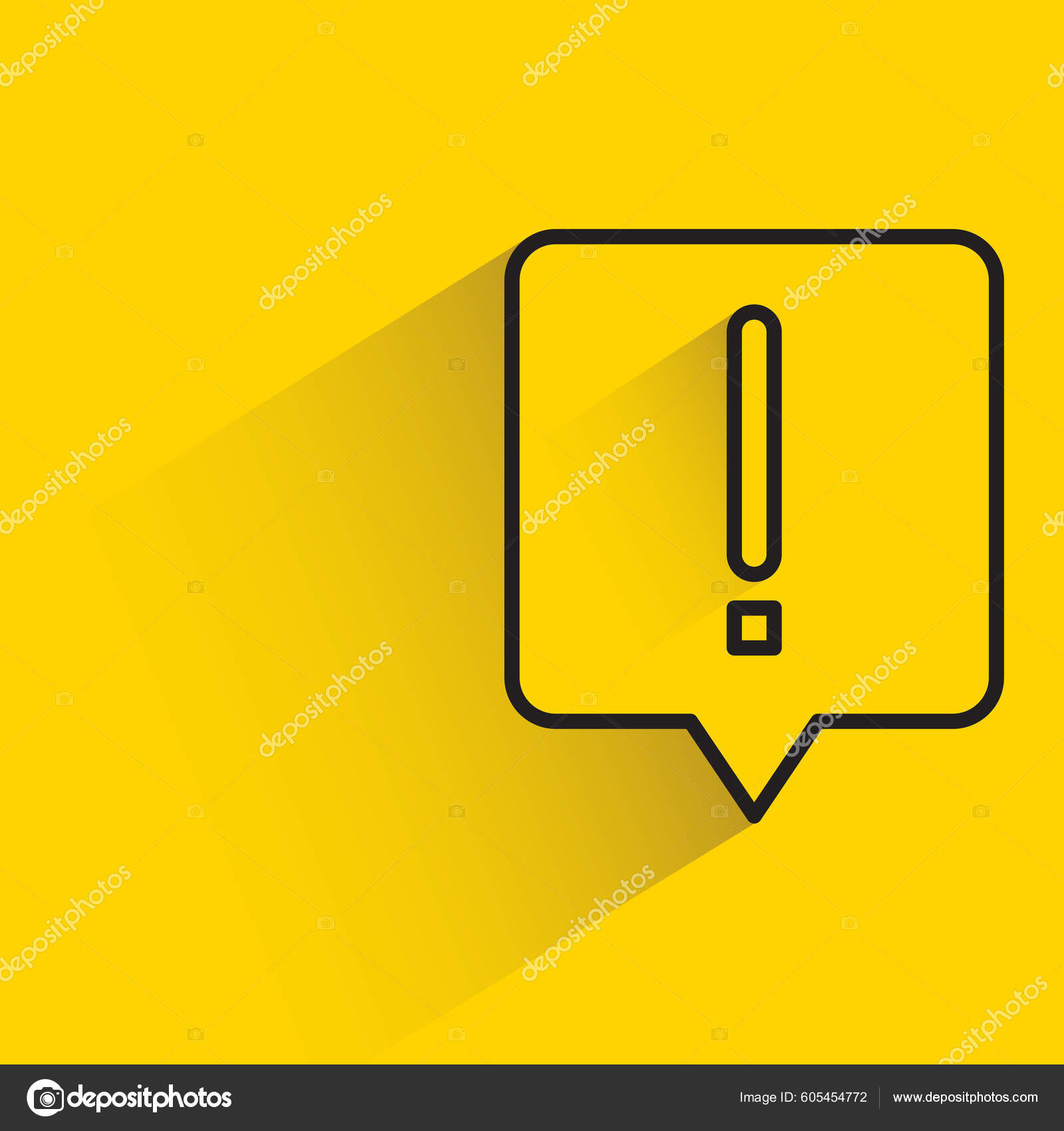 Exclamation Mark Symbol Drop Shadow Yellow Background Stock Vector by ...