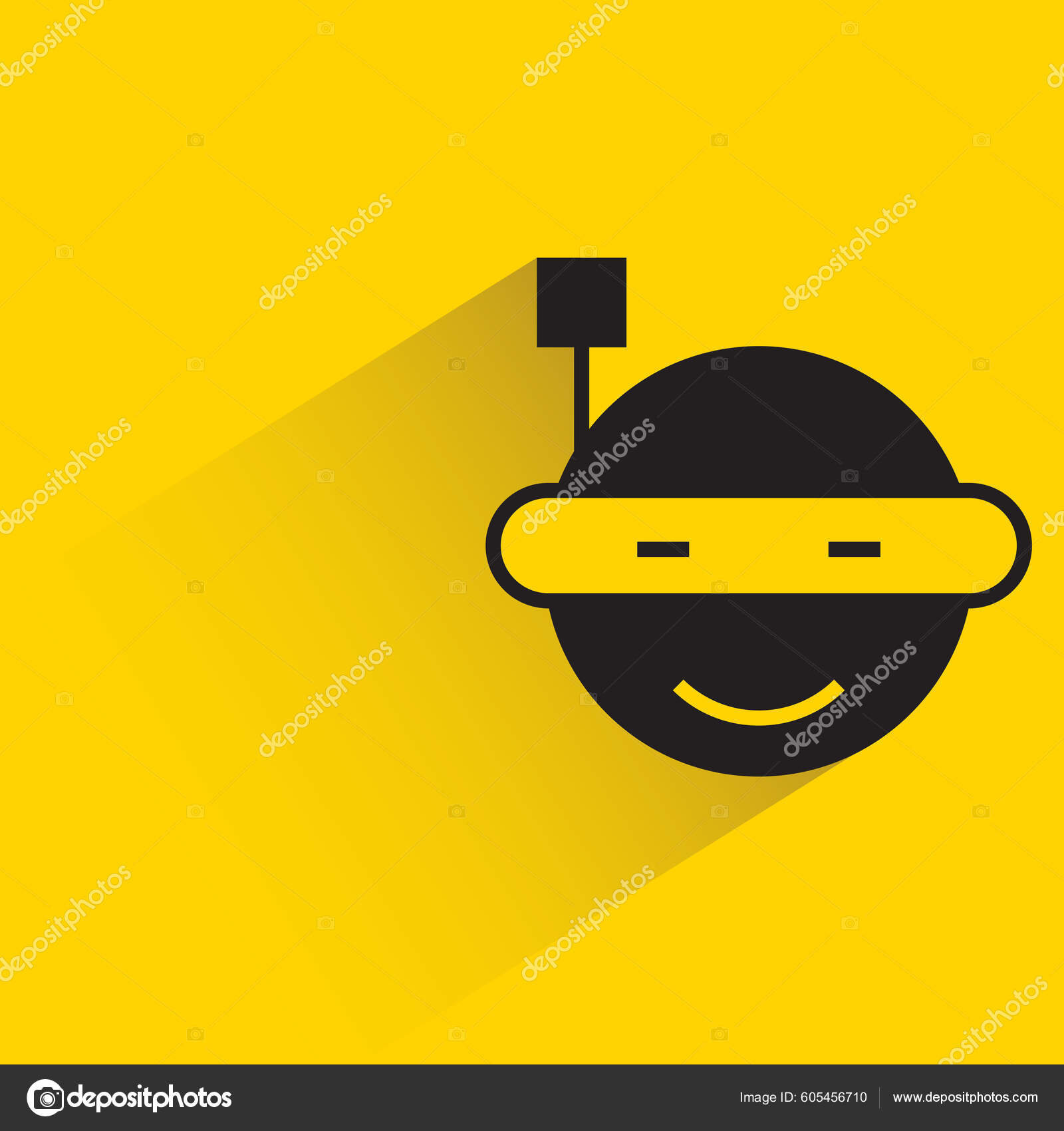 Robot Character Drop Shadow Yellow Background Vector de stock por ...